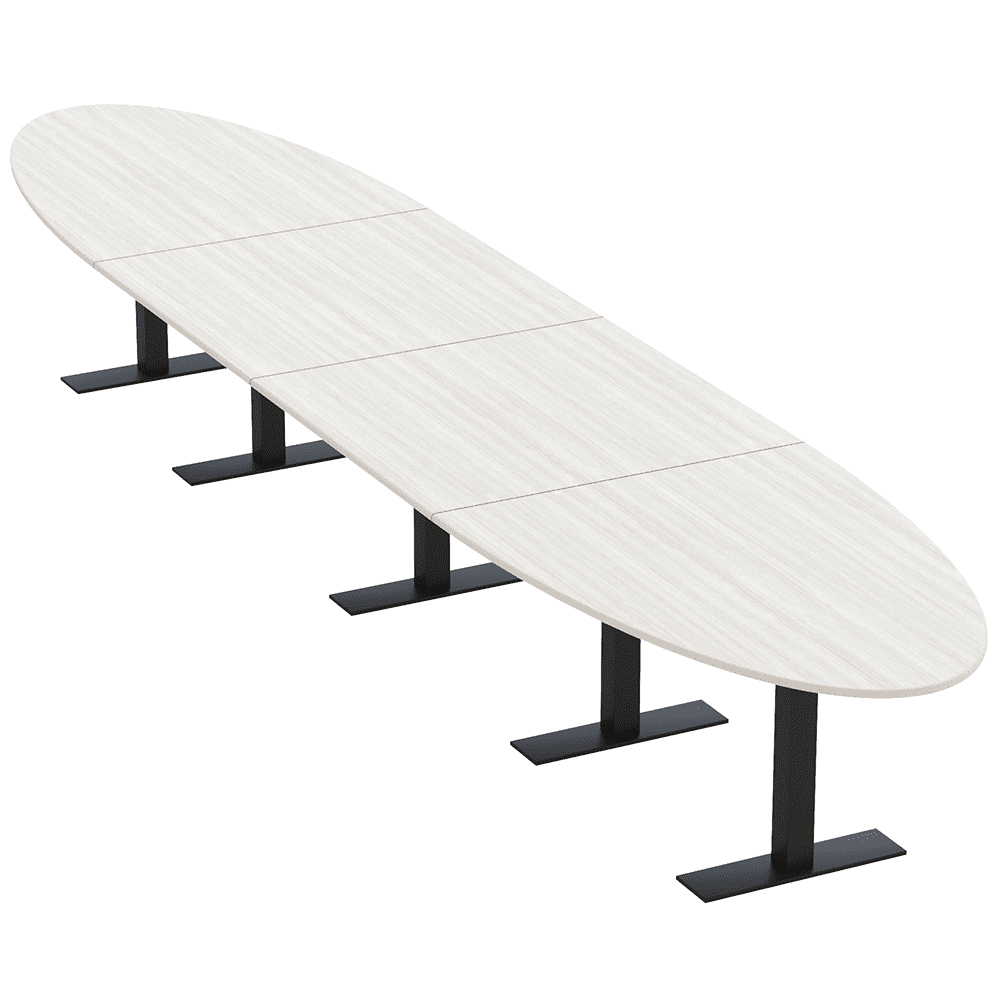 18 Person Modular Oval Conference Table With Metal T Bases Power Units ...