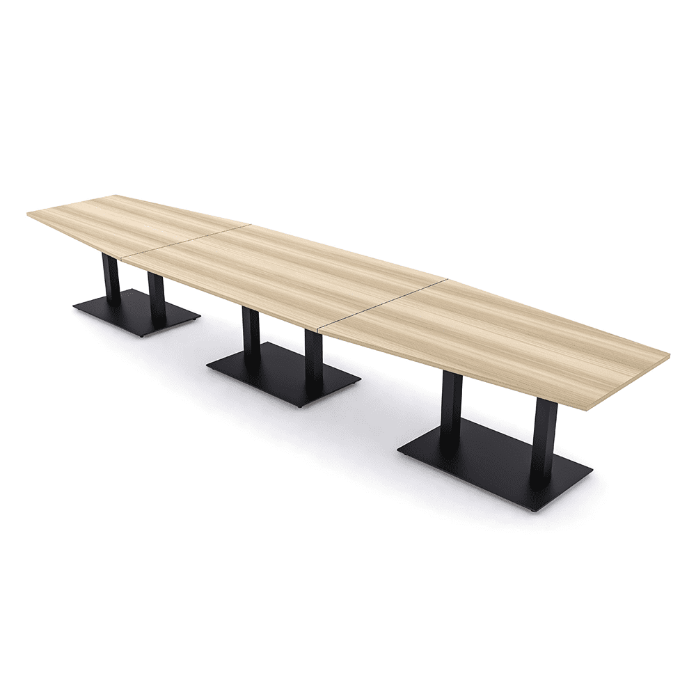 18 Person Modular Powered Hexagon Boardroom Table Double Black Bases ...