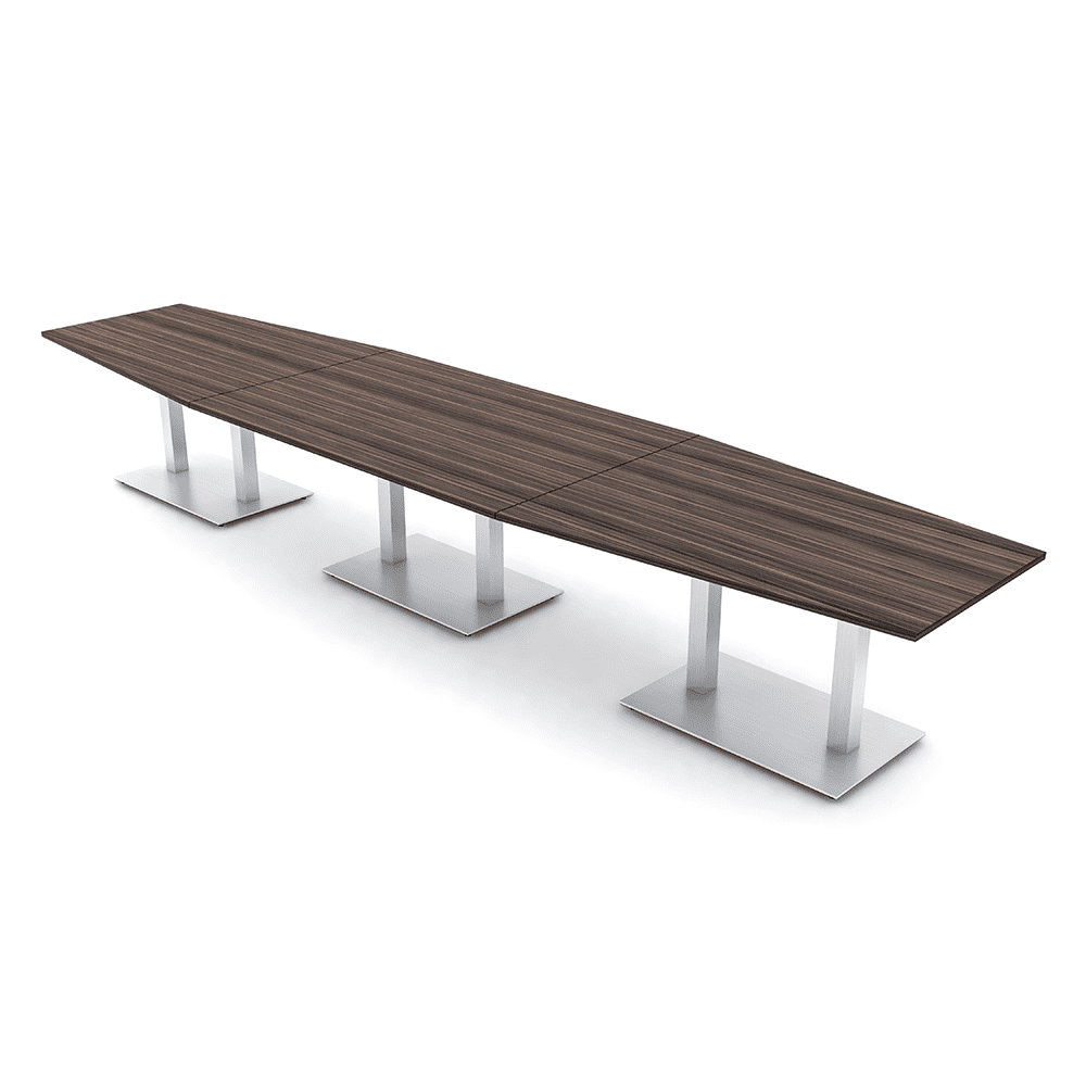 18 Person Modular Powered Hexagon Boardroom Table Square Metal Bases ...