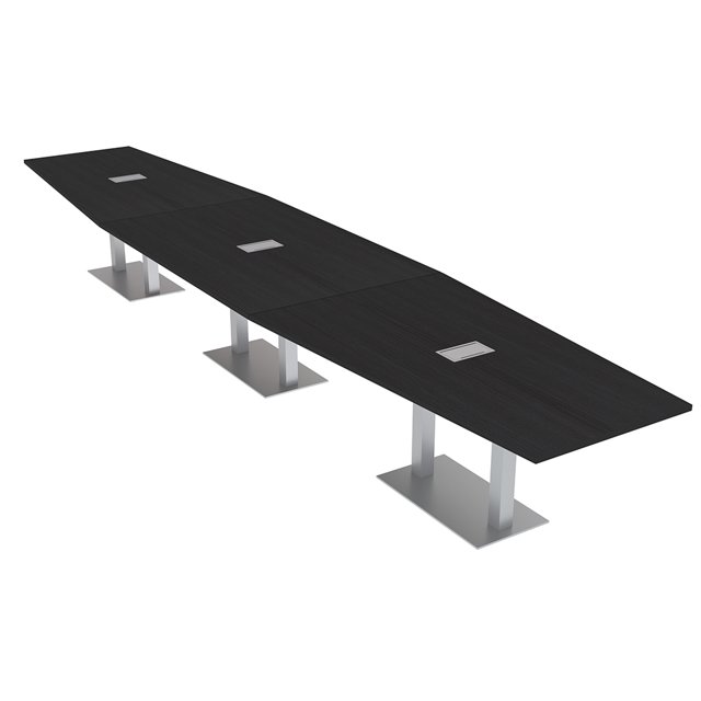 18 Person Modular Powered Hexagon Boardroom Table Square Metal Bases ...