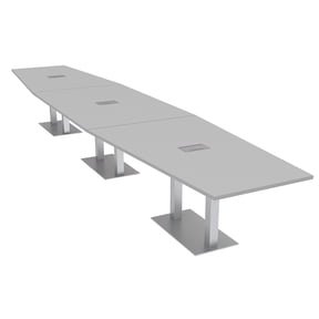 18 Person Modular Oval Conference Table Square Metal Bases Power Units ...