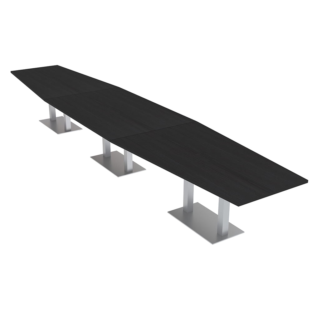 18 Person Modular Powered Hexagon Boardroom Table Square Metal Bases ...