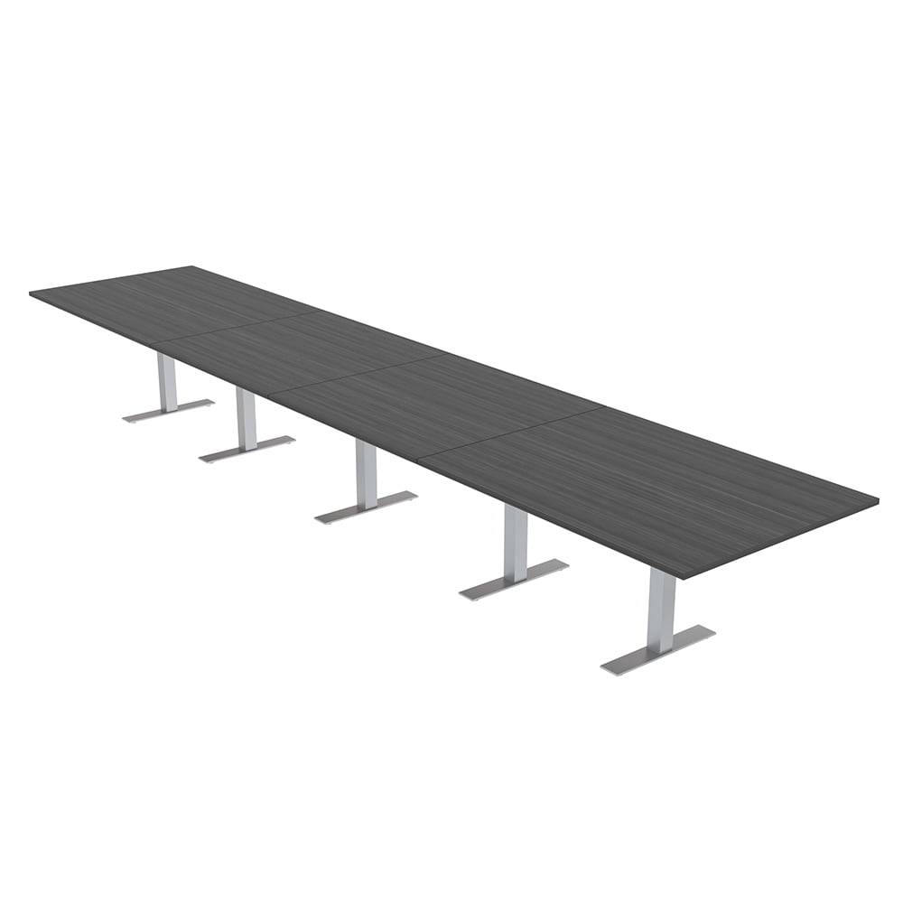 18 Person Modular Powered Rectangular Boardroom Table Metal T Bases ...