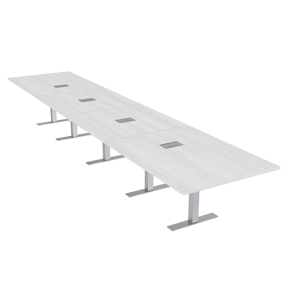 18 Person Modular Powered Rectangular Boardroom Table Metal T Bases ...
