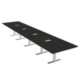 18 Person Modular Powered Rectangular Boardroom Table Metal T Bases ...