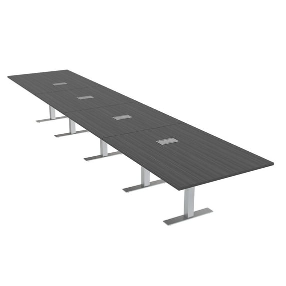 18 Person Modular Powered Rectangular Boardroom Table Metal T Bases ...