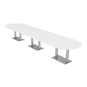 18 Person Modular Oval Conference Table Square Metal Bases Power Units ...