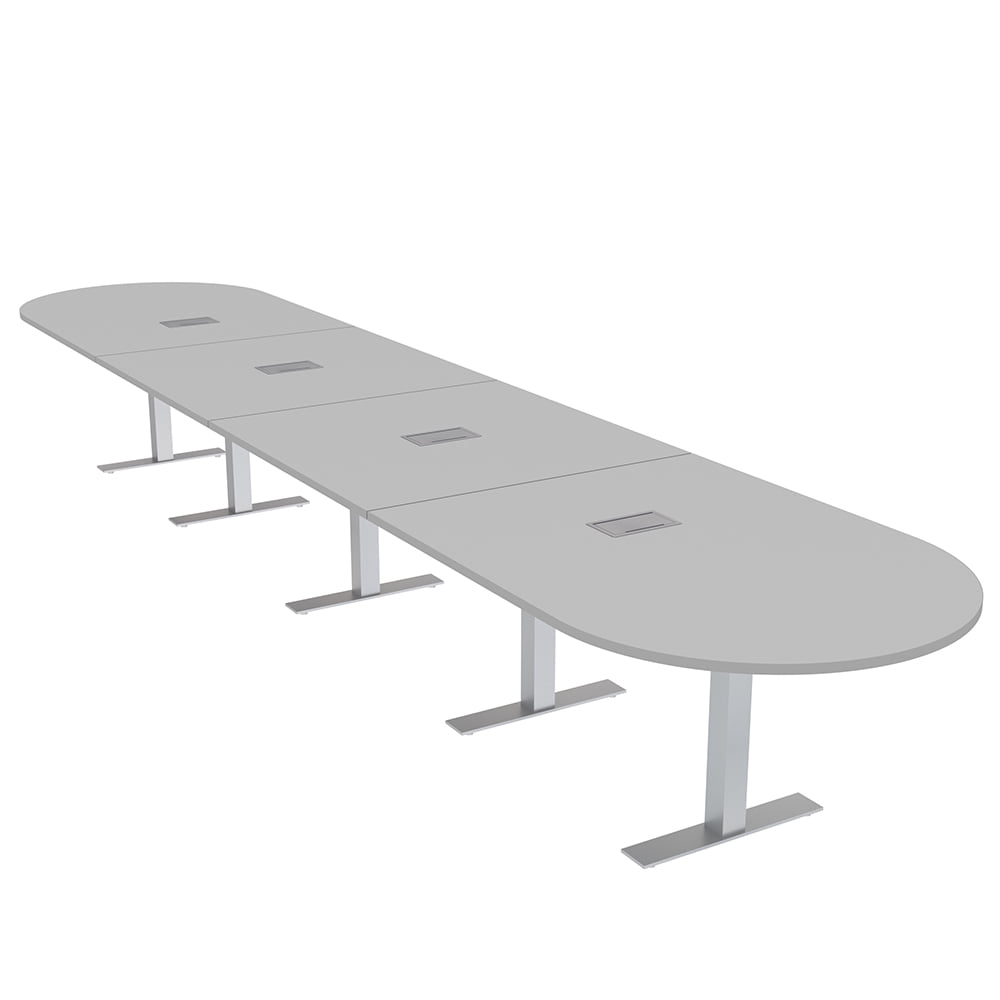 18 Person Racetrack Modular Boardroom Table Metal T Bases Power Units ...