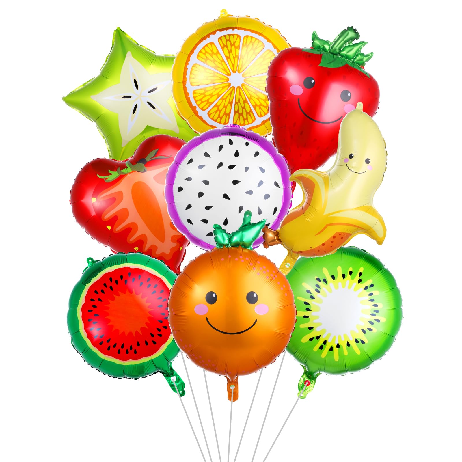 18 Pics Fruit Balloons, Fruit Party Decorations with Ribbon and Straw ...