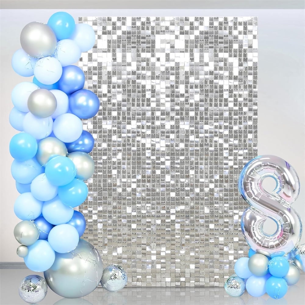 18 Piece 3x6ft Silver Shimmer Wall Panel Backdrop Sequin Panels ...