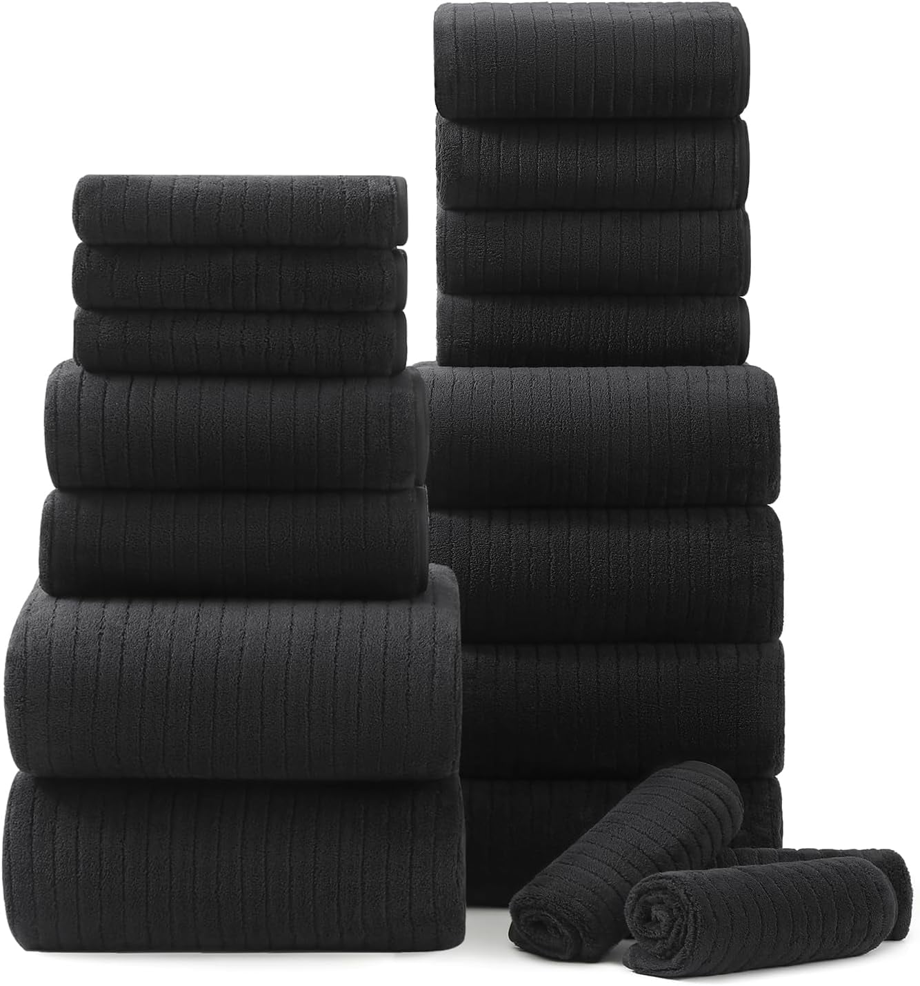 18 Piece Bath Towels Set,Super Soft Family Bathroom Towel Set with ...