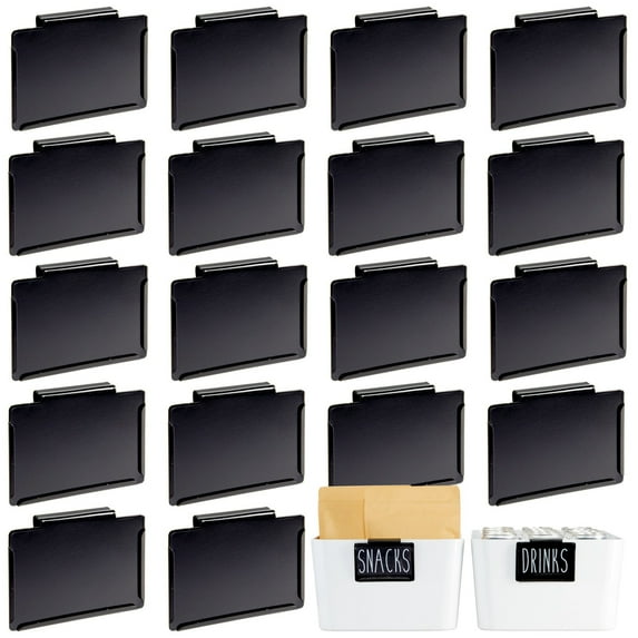 18 Piece Black Label Holders Home Organization System, Removable Metal ...