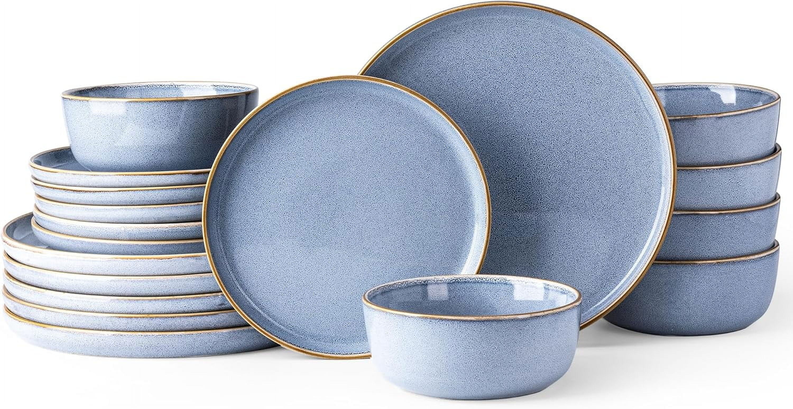 18 Piece Ceramic Dinnerware Sets for 6, Stoneware Plates and Bowls Sets ...