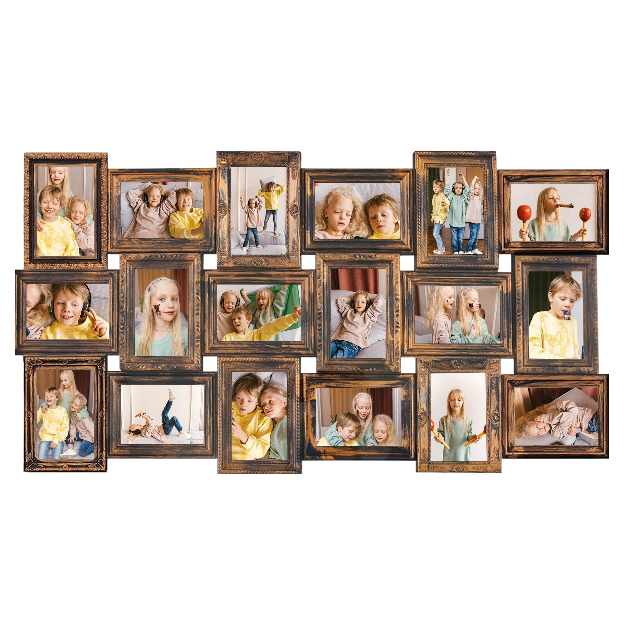 18 Piece Classic Gold Family Photo Frame Set 6x4 inch Wall Gallery ...