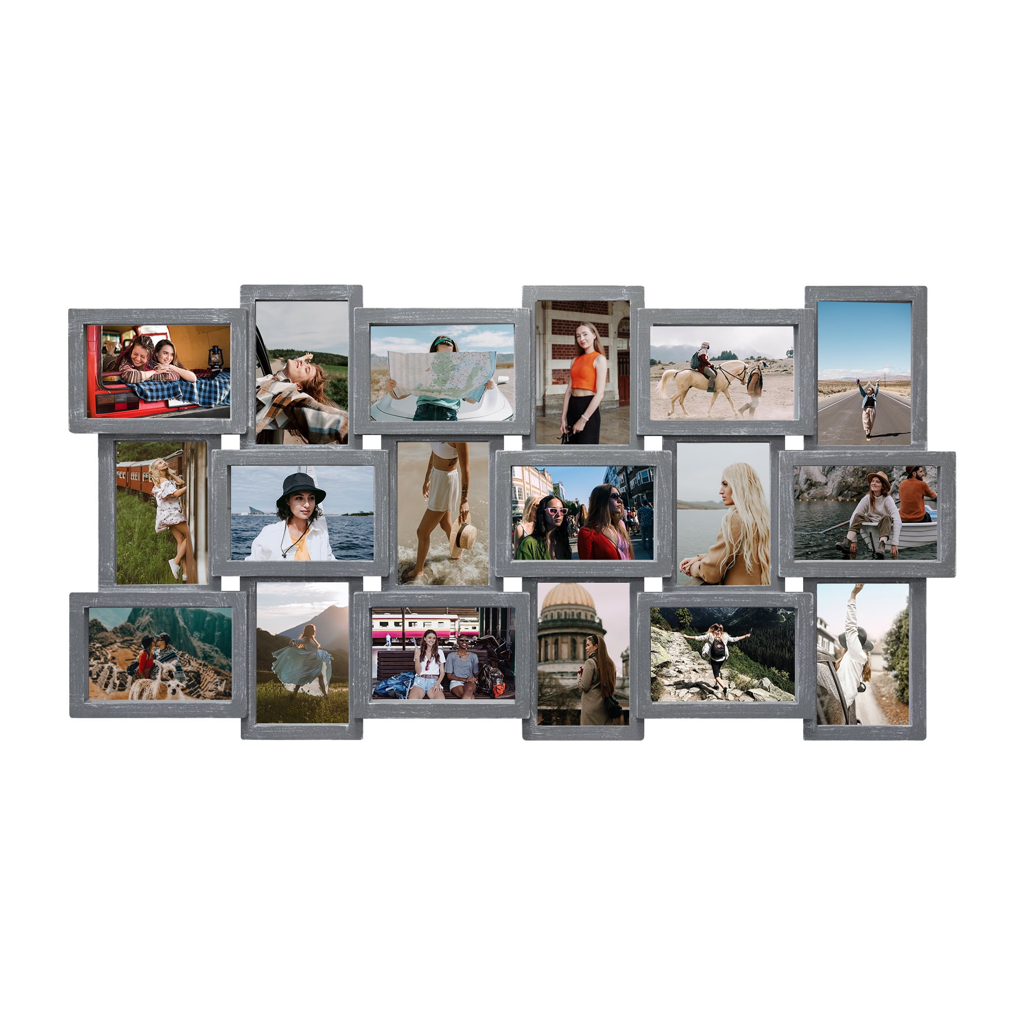 18 Piece Classic Gray Family Photo Frame Set 6x4 inch Wall Gallery ...