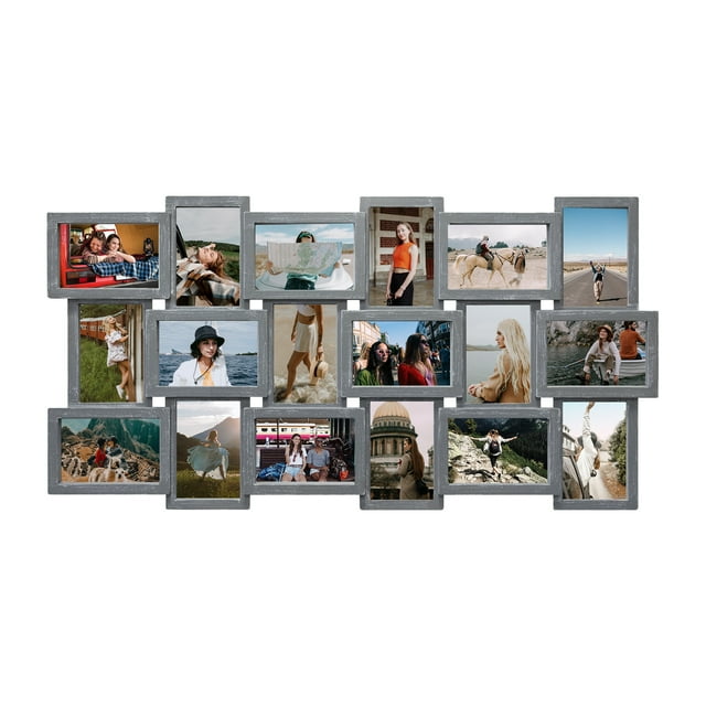 18 Piece Classic Gray Family Photo Frame Set 6x4 inch Wall Gallery ...