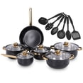 18 Piece Cookware Set, Kitchen Nonstick Pots and Pans Set with Glass ...
