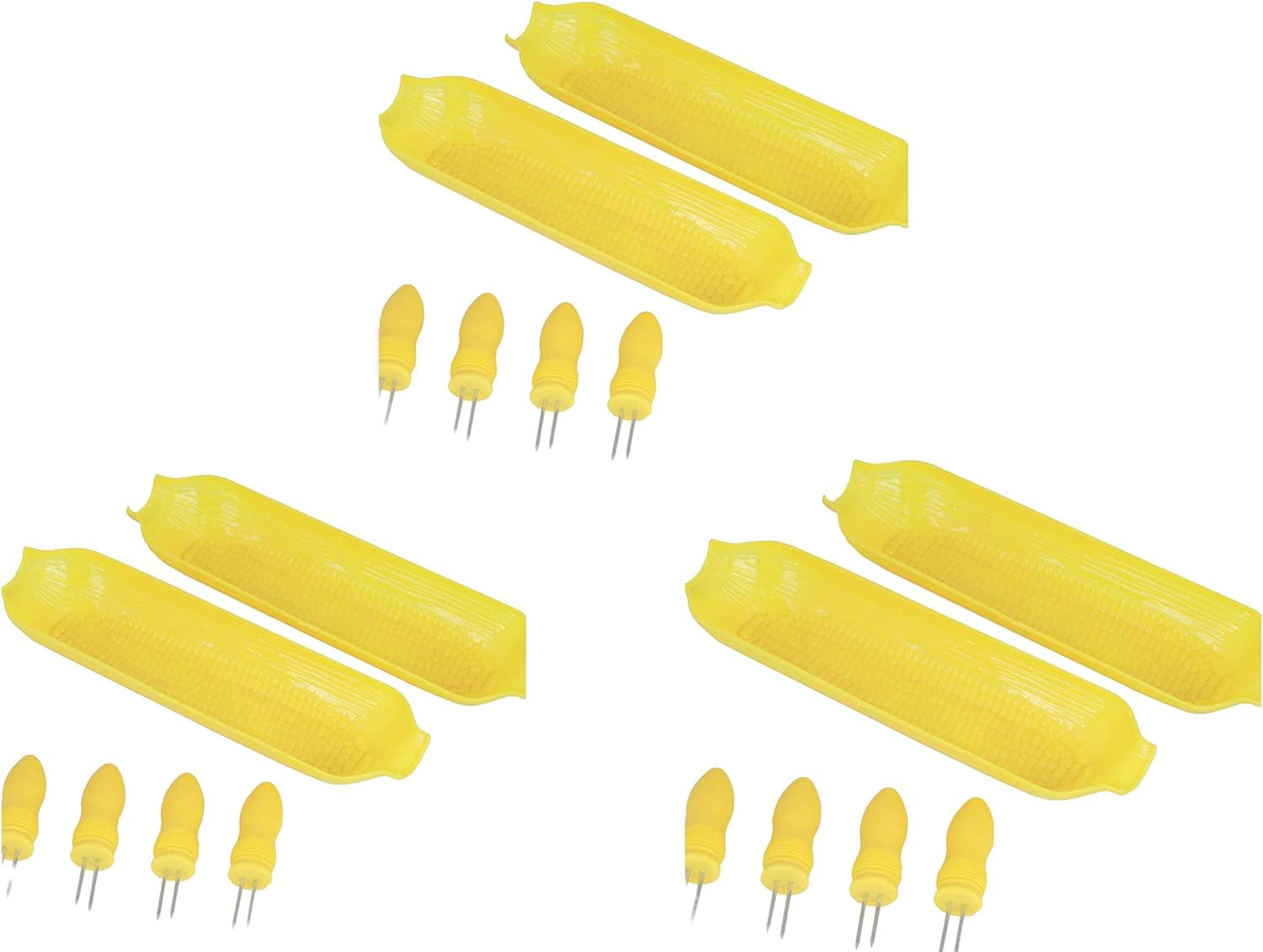 18 Piece Corn Cob Holders and Dish Set - Set of 6 Corn on the Cob ...