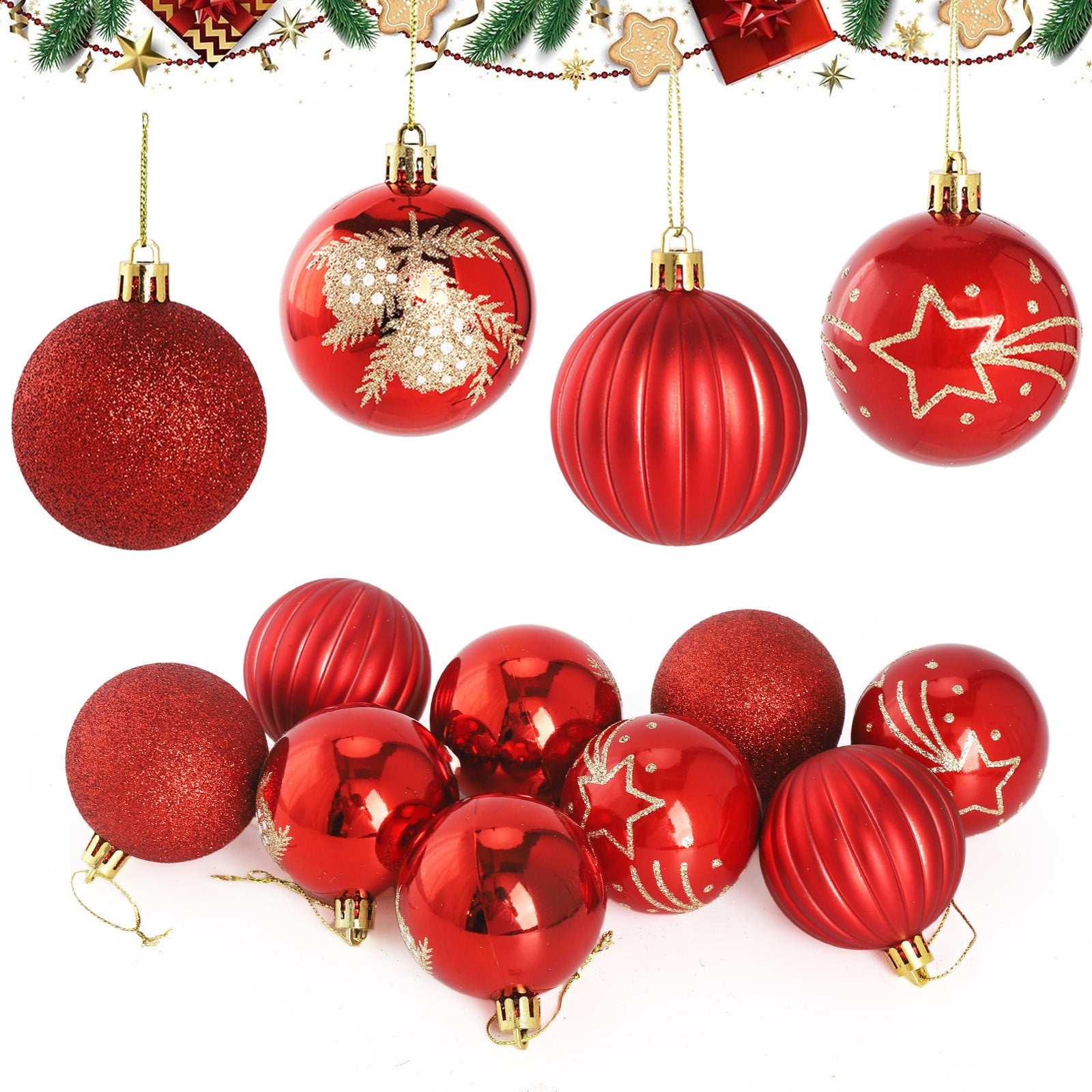 18-Piece Electroplated Plastic Christmas Ornament Set | Special-Shaped ...
