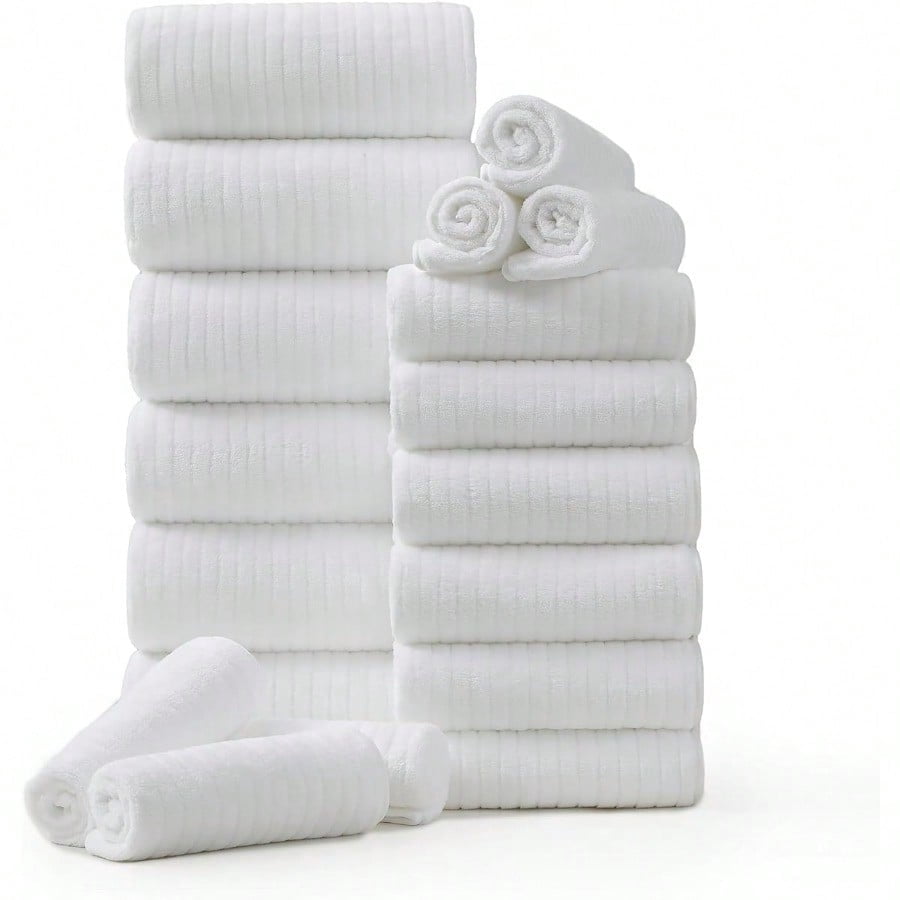 18 Piece Family Bath Towel Set Include 6 Bath Towels6 Hand Towels and 6 ...