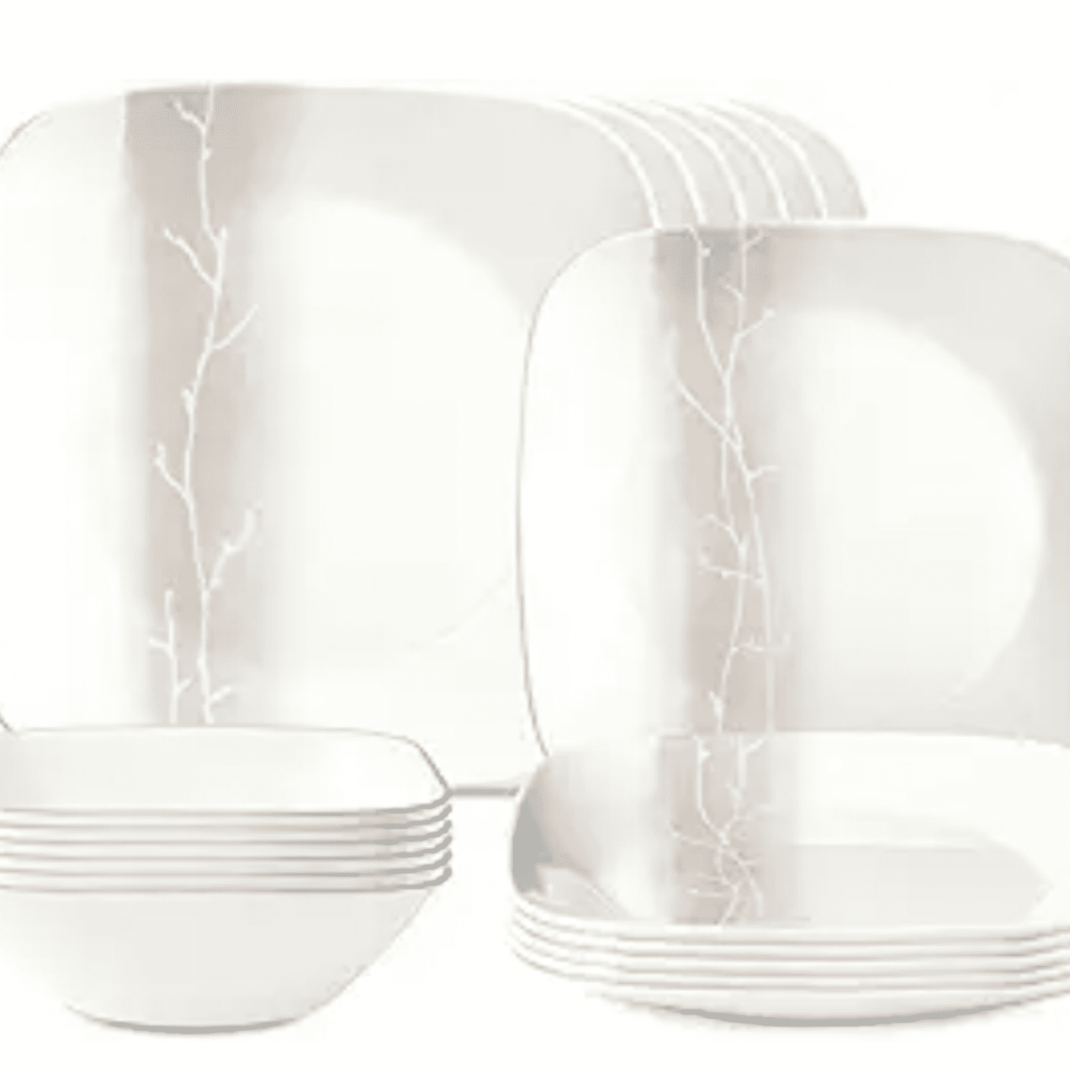 18 Piece Glass Dinnerware Sets Rectangular Square Plate and Bowl Set ...