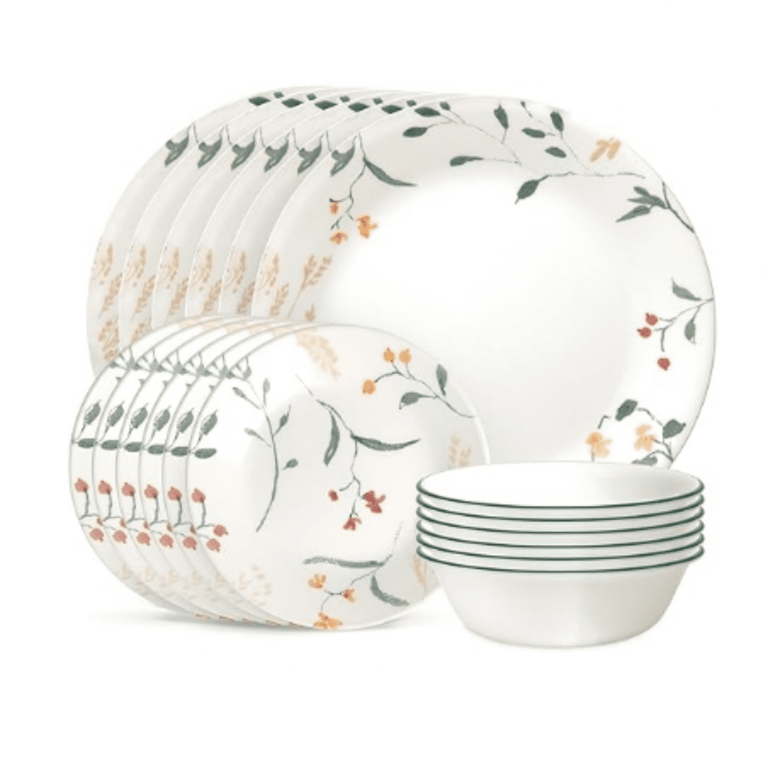 18 Piece Glass Dinnerware Sets, Service for 6, Triple Layer Chip ...