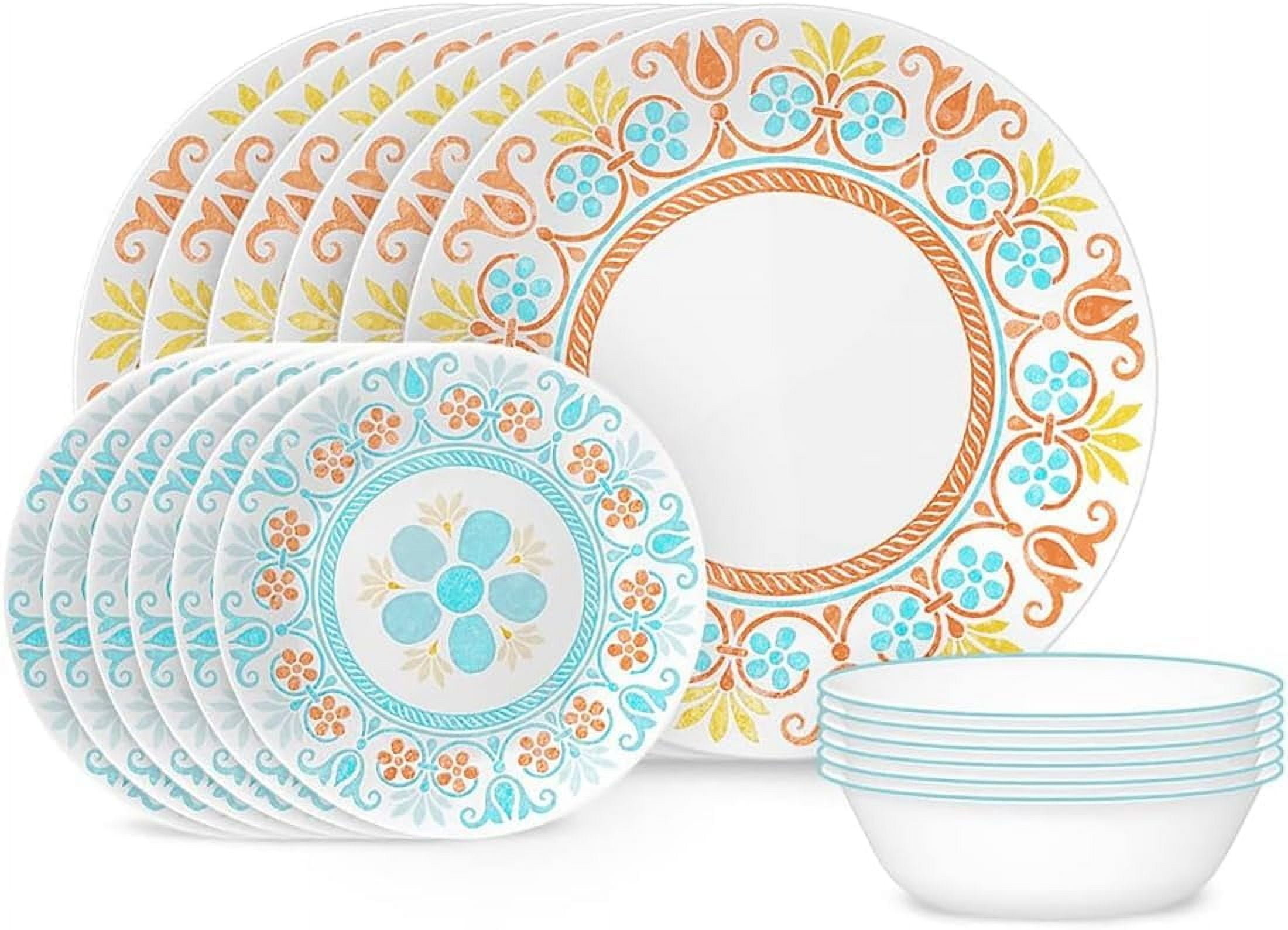 18 Piece Glass Dinnerware Sets Service for 6, Triple Layer Chip & Crack ...
