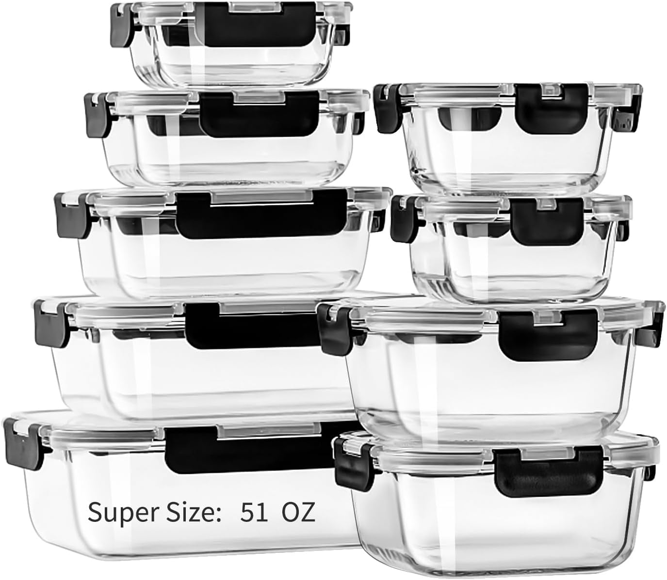 18-Piece Glass Food Storage Containers with Lids Airtight, Meal Prep ...