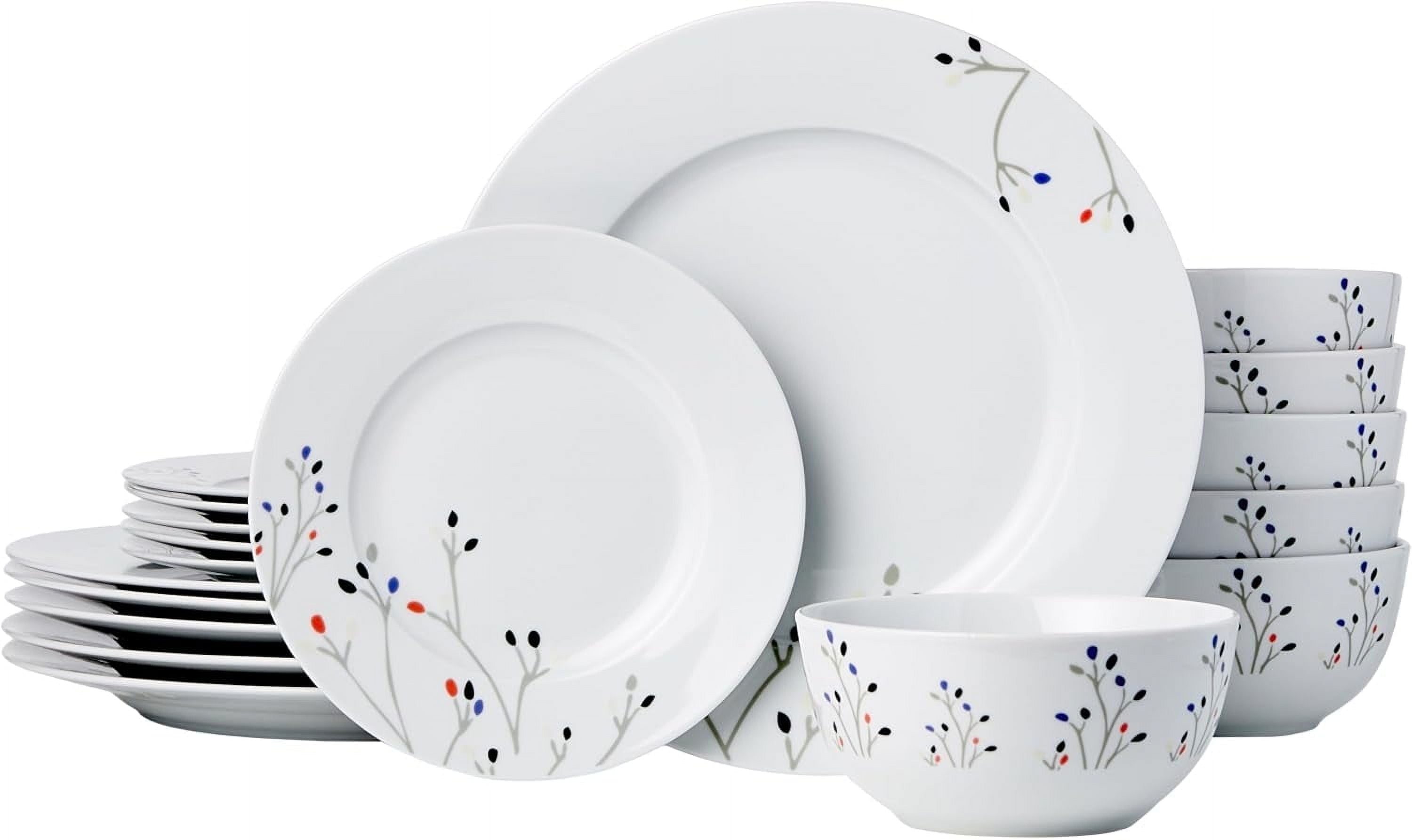18-Piece Kitchen Dinnerware Set, Plates, Dishes, Bowls, Service for 6 ...