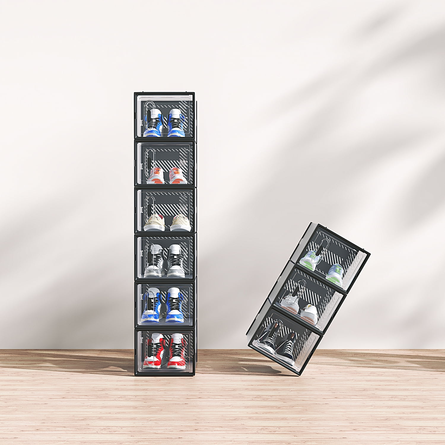 18-Piece Medium Black Plastic Mesh Shoe Box Set - 35.00*25.00*19.00cm ...