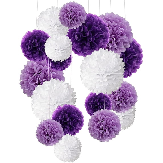 18-Piece Paper Pom Poms Party Kit – Tissue Pom Pom Decorations ...