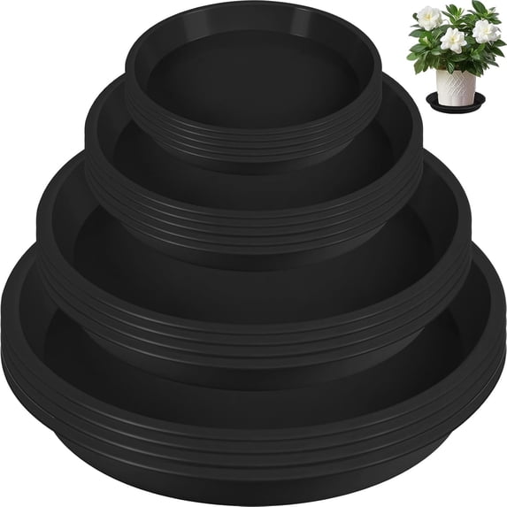 18 Piece Plant Tray, 4/6/8/10 inch 4 Sizes Black Plastic Flowerpot ...