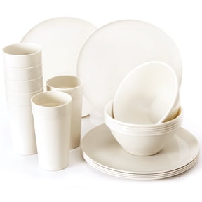 Youngever 18 Piece Plastic Kitchen Dinnerware Set, Plates, Dishes ...