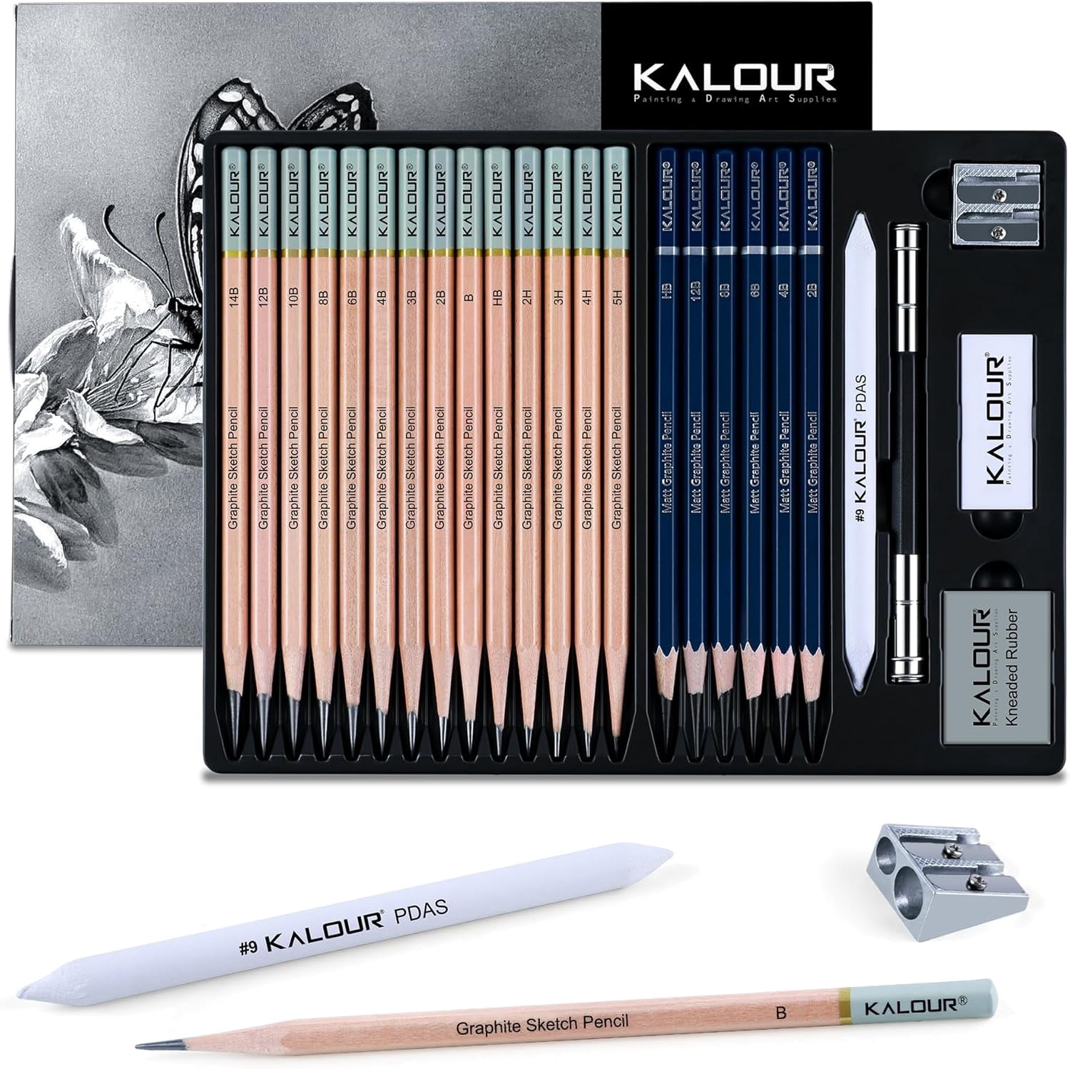 18-Piece Professional Sketch Pencil Set - Includes 5H to 14B Pencils ...