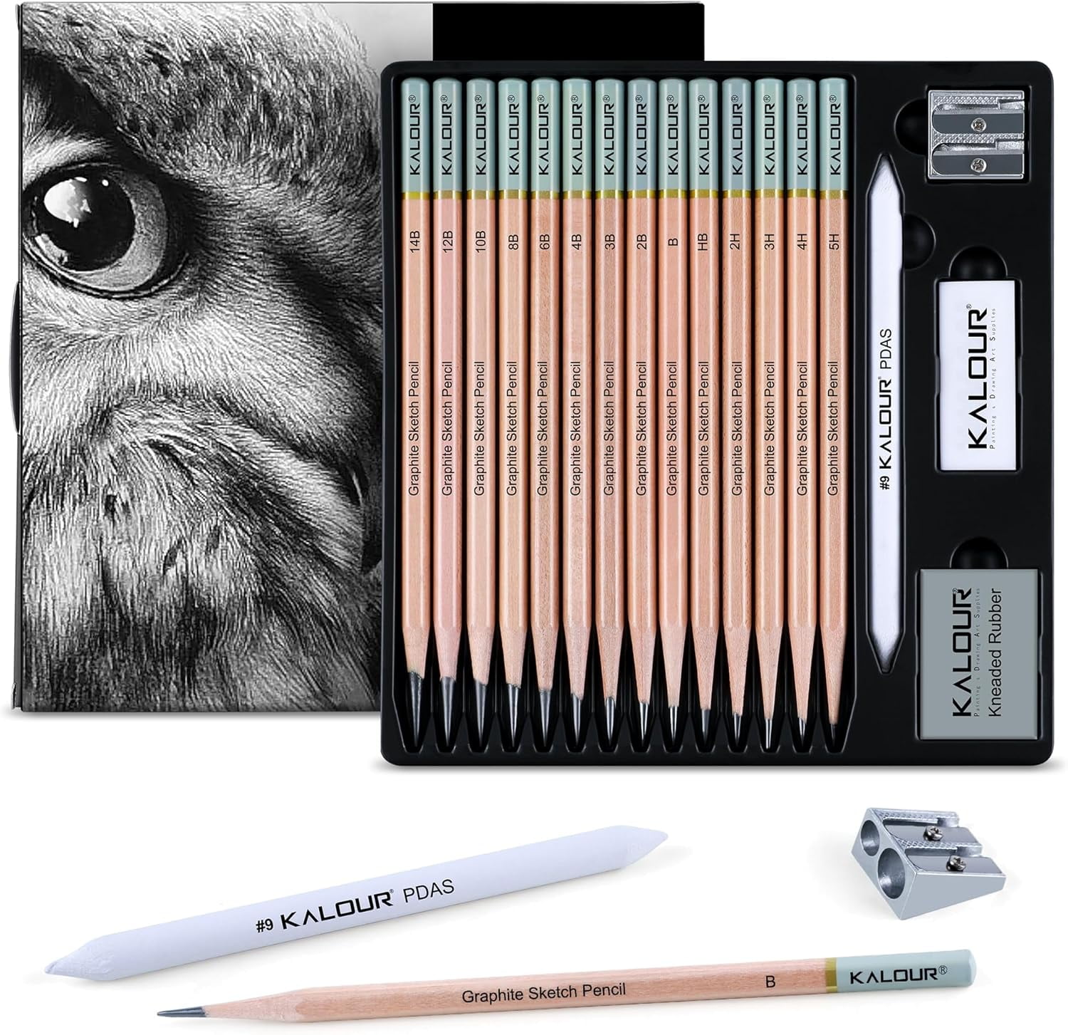 18-Piece Professional Sketch Pencil Set - Includes 5H to 14B Pencils ...