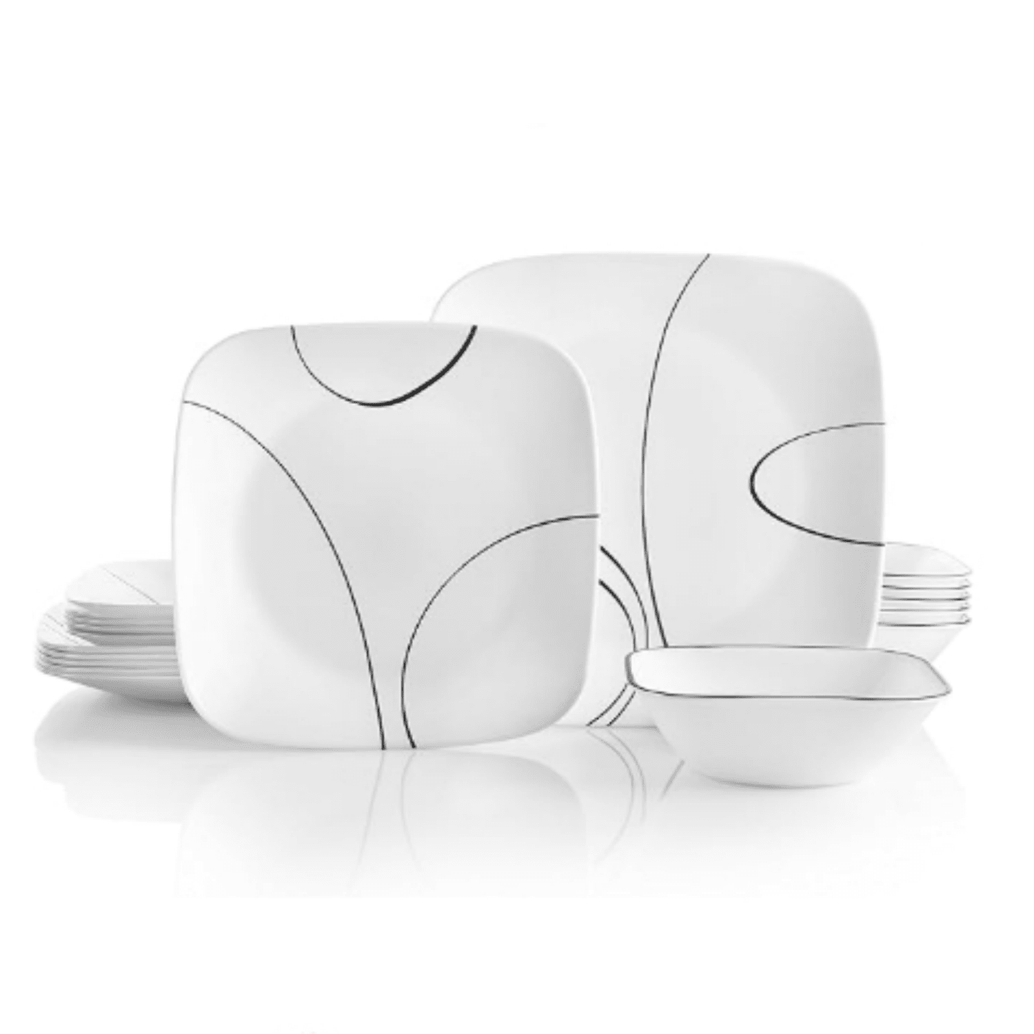 18-Piece Service for 6 Dinnerware Set Triple Layer Glass and Chip ...