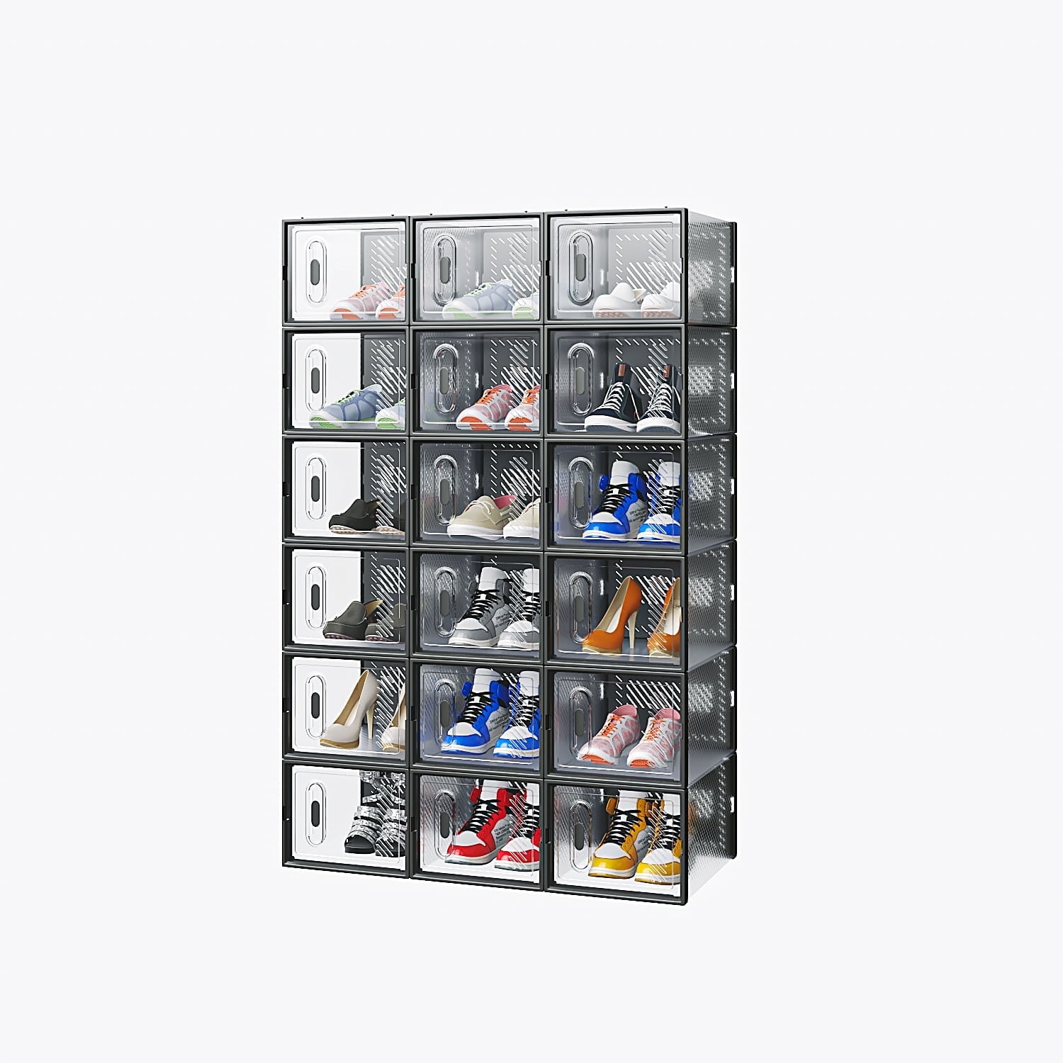18-Piece Shoe Storage Holder Medium Black Plastic Mesh Shoe Box Set ...