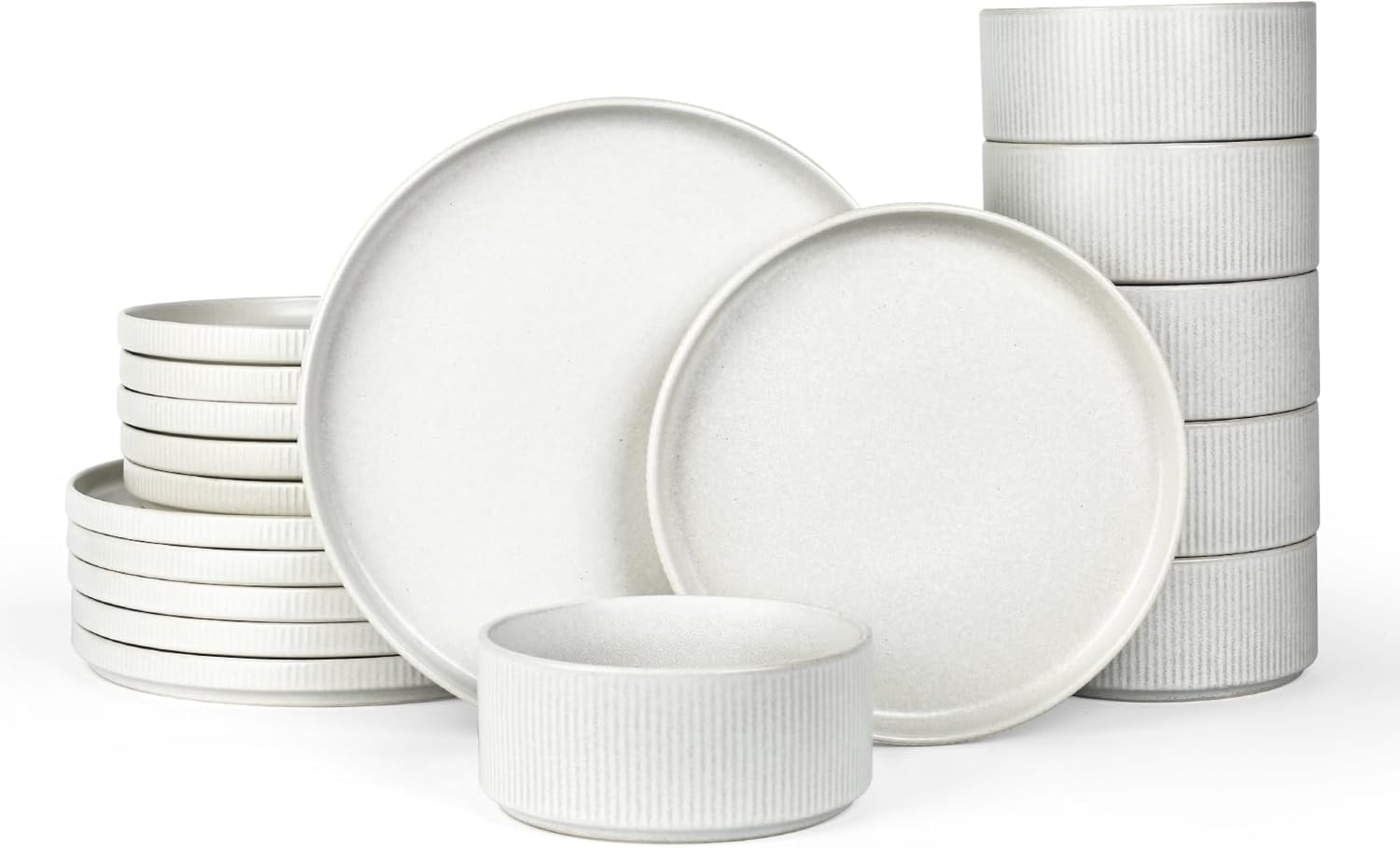 18-Piece Star Dinnerware Set for 6 - Matte White Stoneware Plates and ...