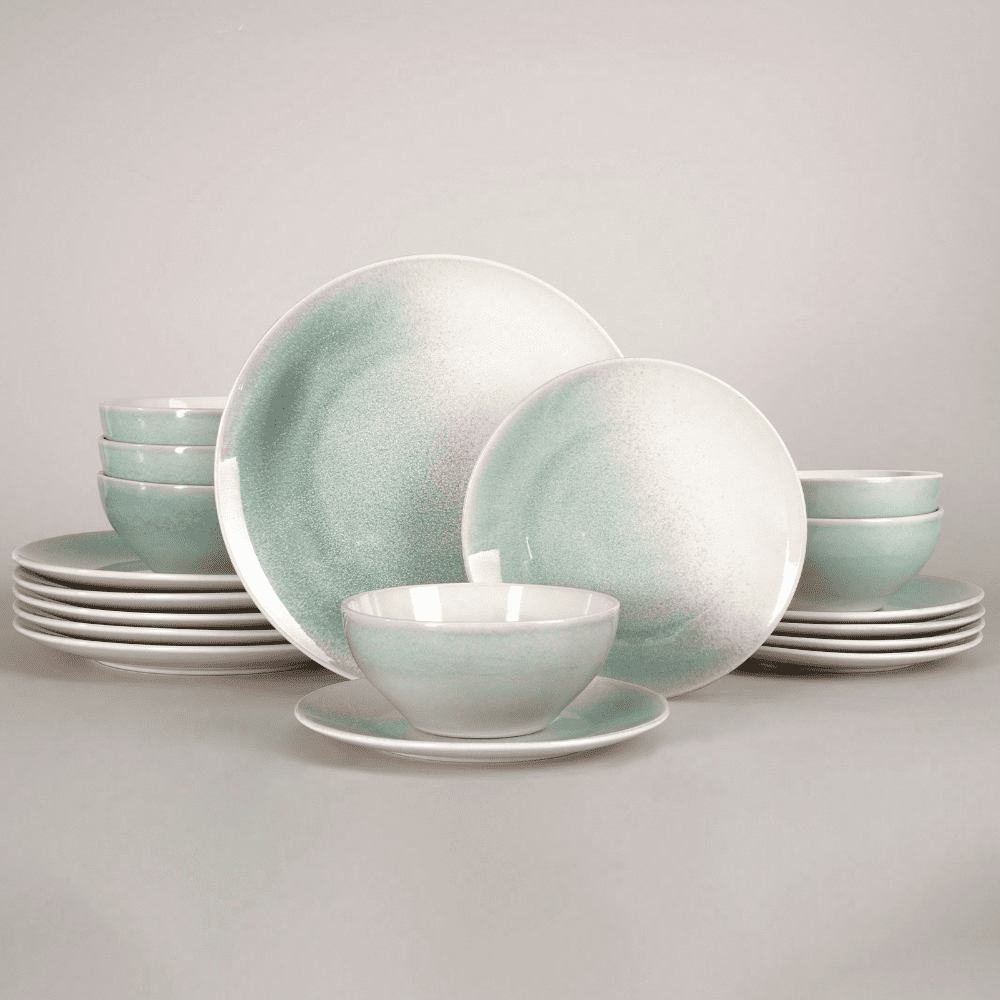 18-Piece Stoneware Dinnerware Sets, Gradient Color Dish Set For 6 ...
