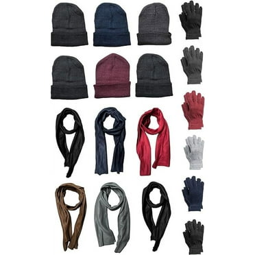 Socks'N Bulk 18 Piece Winter Set - Warm Adult Beanie, Hats, Gloves ...