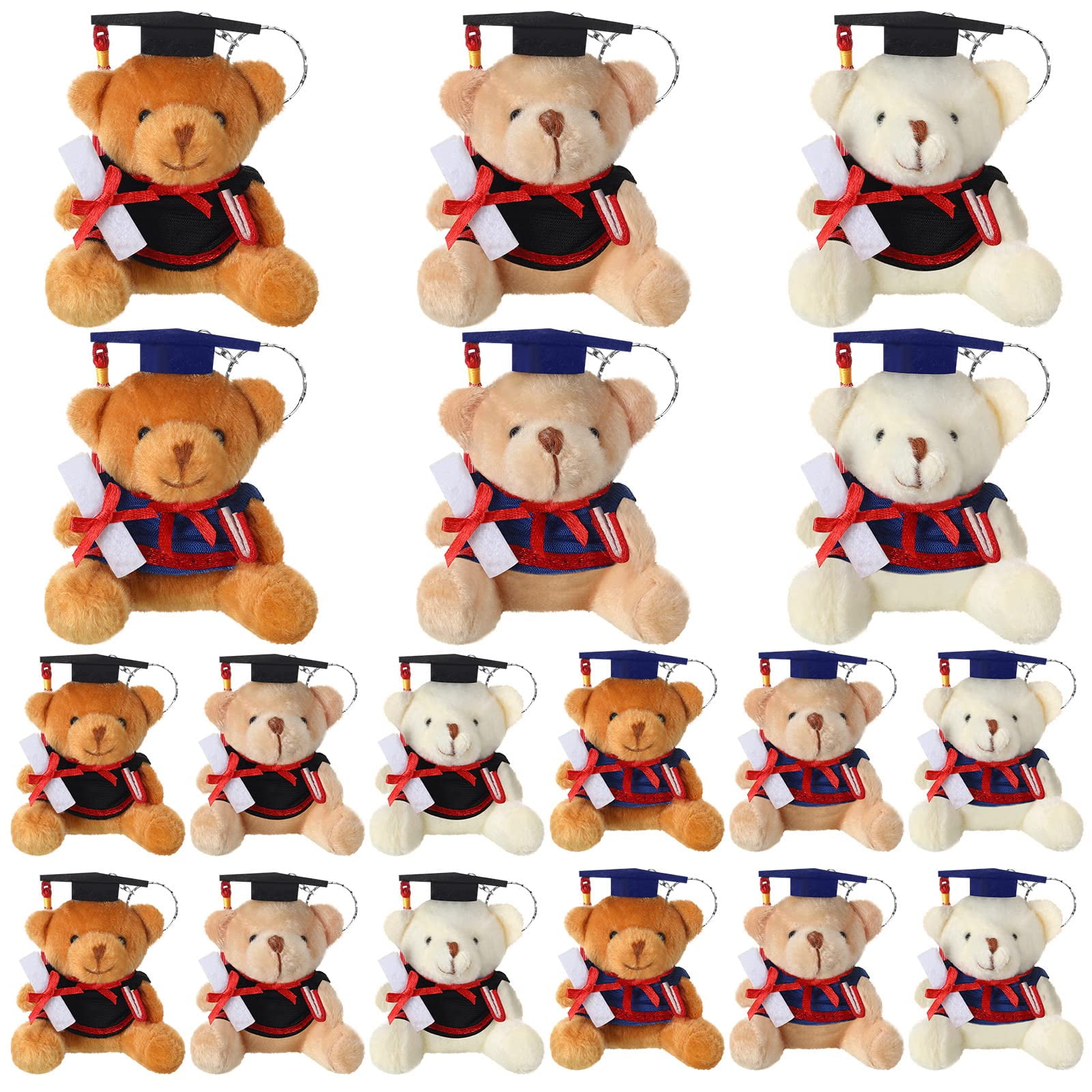 18 Pieces 3.5 X 3.3 Inches Mini Graduation Bear Small Bears Plush Gift ...