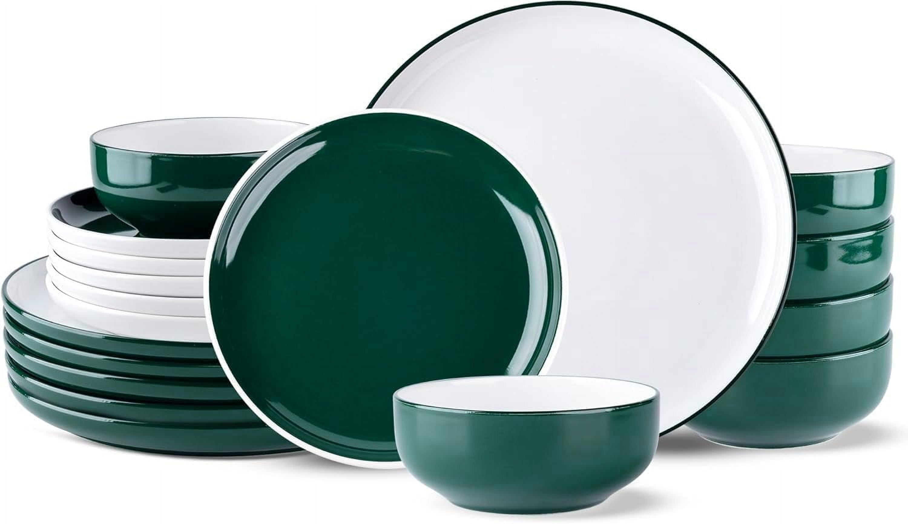 18 Pieces Ceramic Dinnerware Set, Modern White Dish Set for 6，Scratch ...