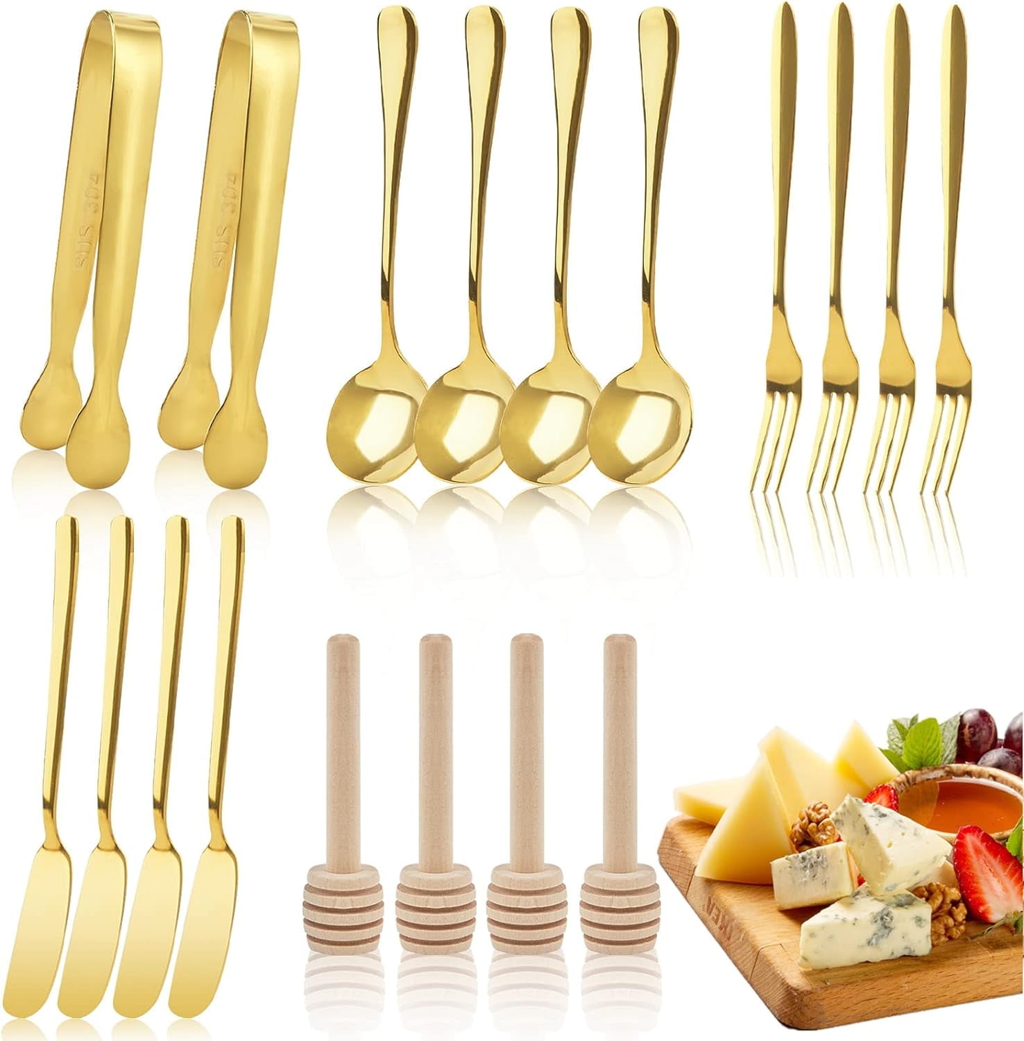 18 Pieces Charcuterie Board Accessories Stainless Steel Cheese Butter ...