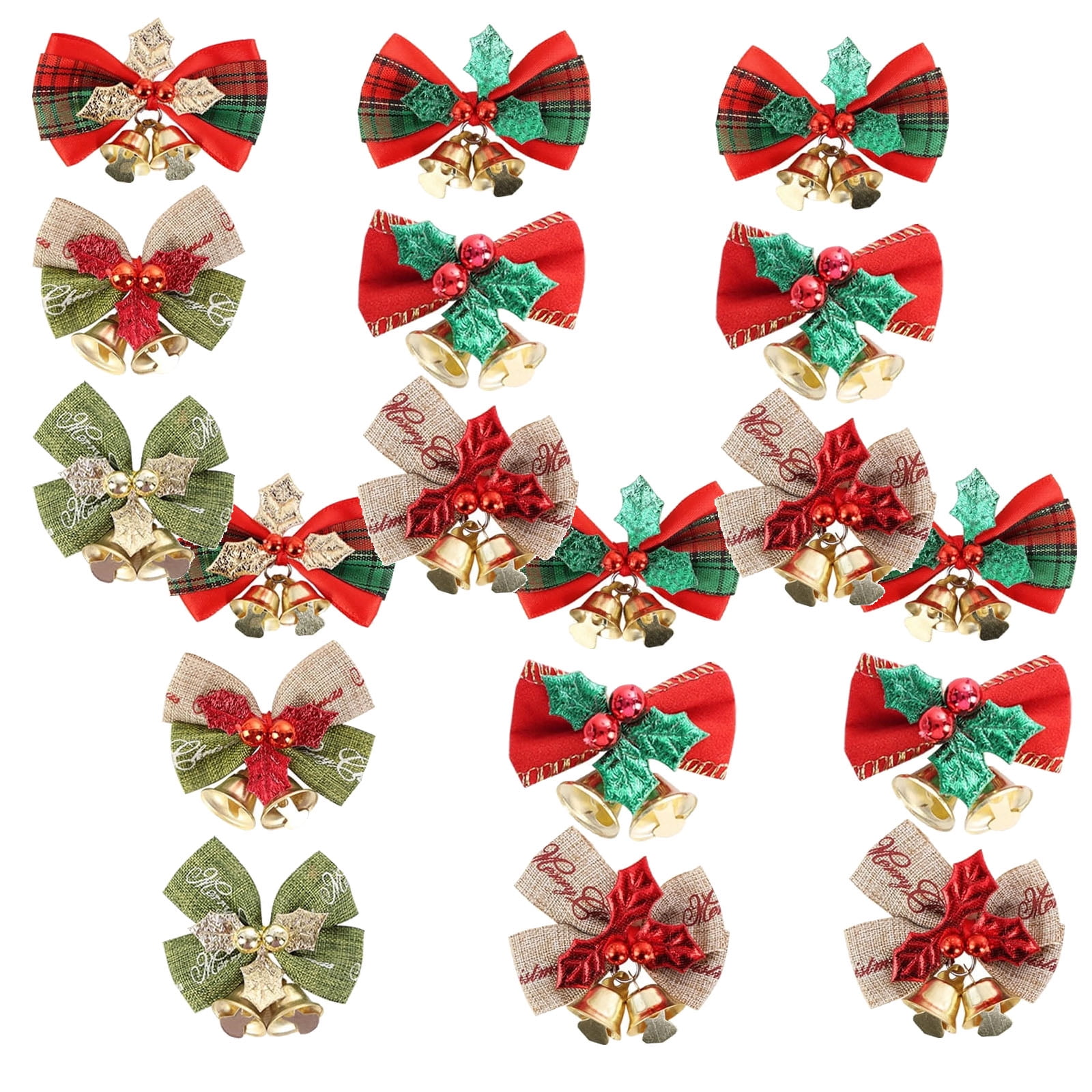 18 Pieces Christmas Mini Bows for Crafts Christmas Bows for Present ...