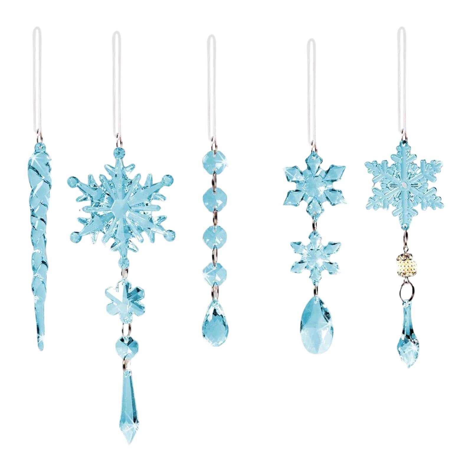 18 Pieces Christmas Snowflake Drop Ornament Acrylic Icicle Christmas ...