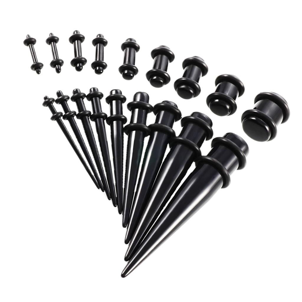 18 Pieces Ear Gauges Stretching Taper 14G-00G Expanders Black - Walmart.com