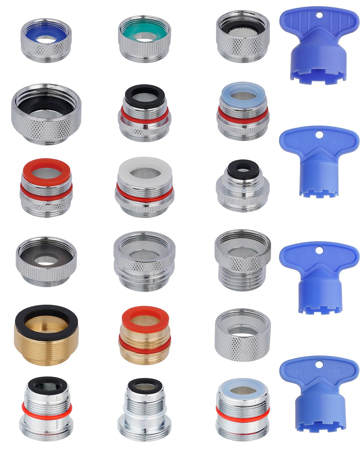 18 Pieces Faucet Adapter Kit, Brass Aerator Adapter Set For Faucet Tap ...