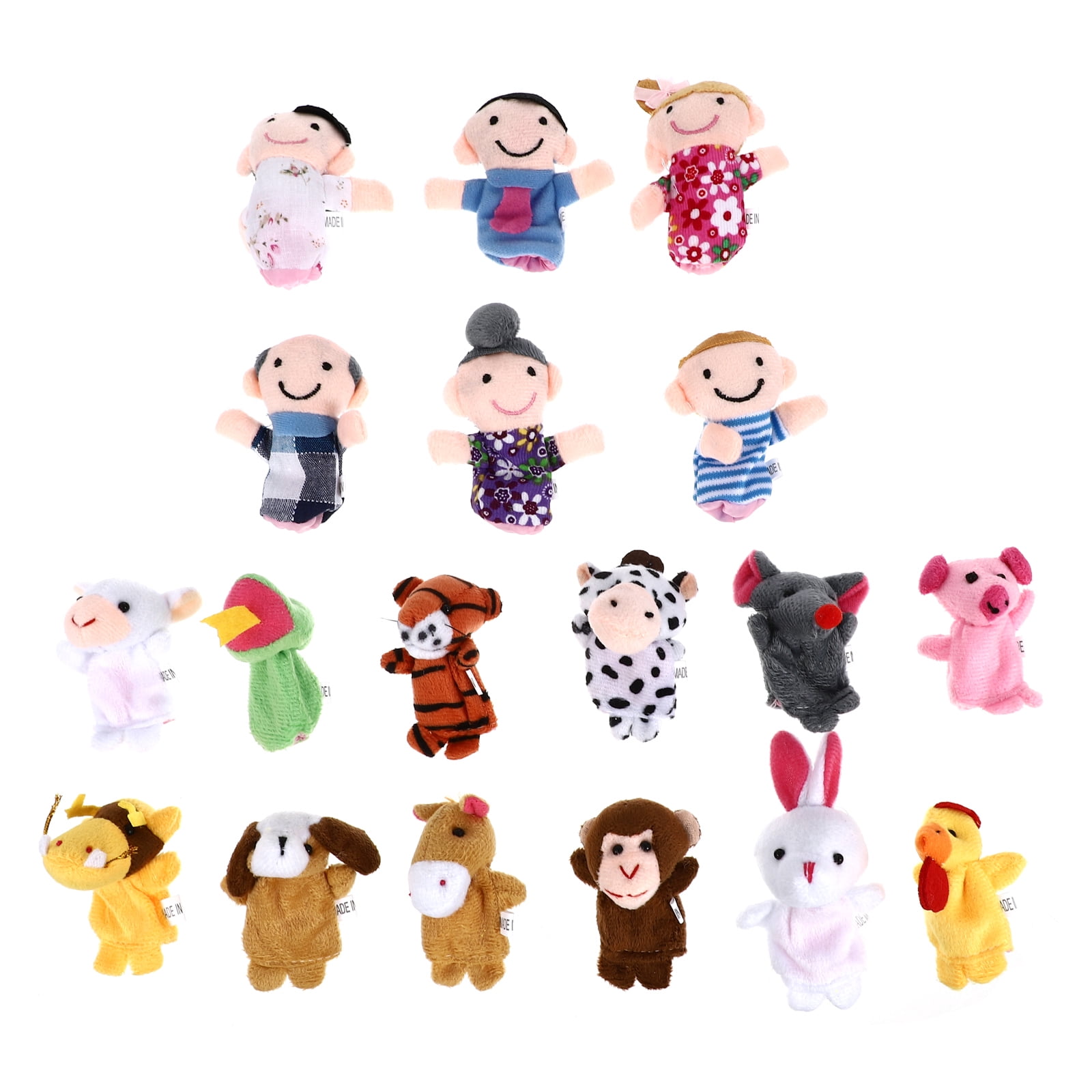 18 Pieces Finger Puppets Set Cartoon Animal Story Time Cloth Velvet ...