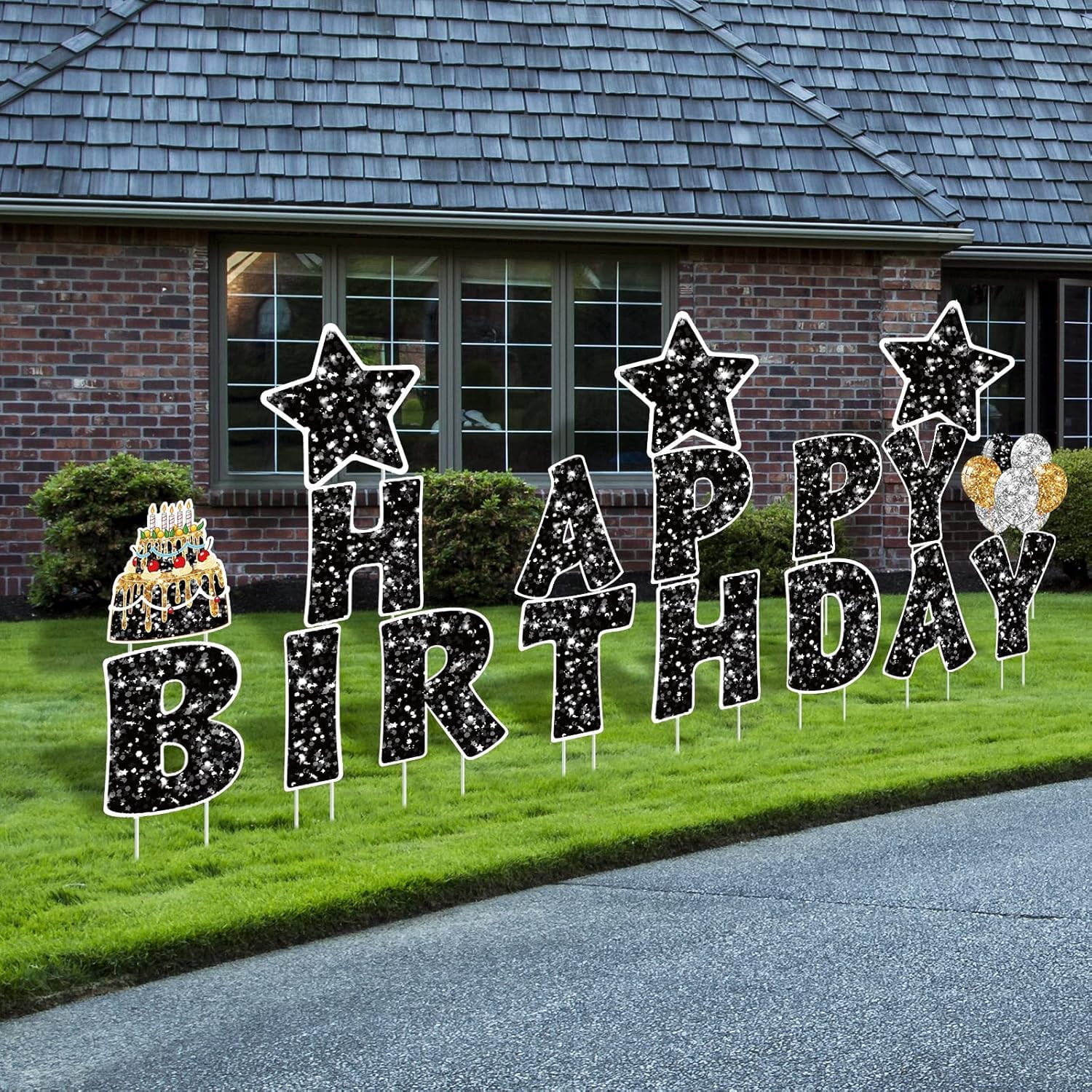 18 Pieces Happy Birthday Yard Signs with Stakes, 16 Inches Birthday ...