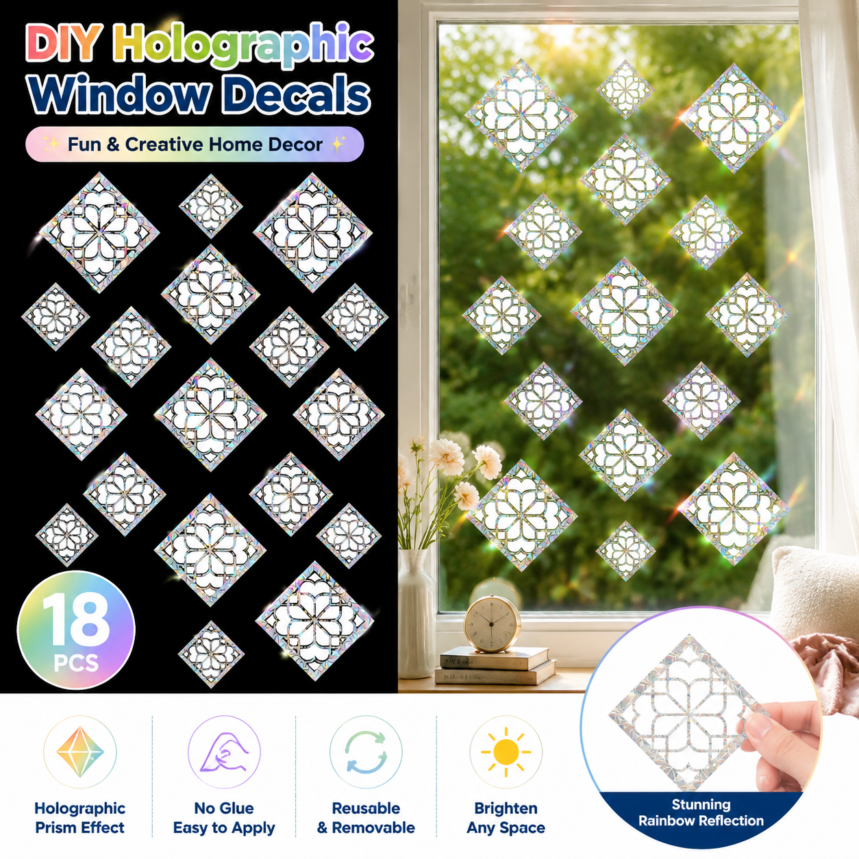 18 Pieces Holographic Butterfly & Bird Wall Decals – DIY Reflective ...